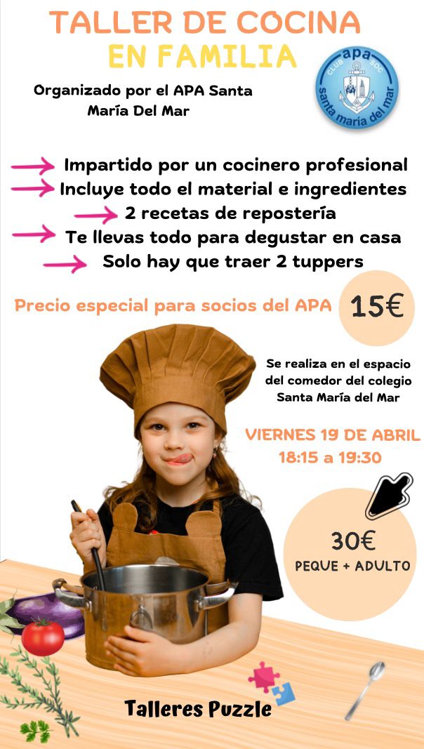 Taller de cocina en familia – APA Santa María del Mar